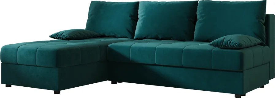 Rozkládací oboustranná sedací souprava do L VENORIA SLIM 200x143 cm, petrolejová + 2 polštářky ZDARMA