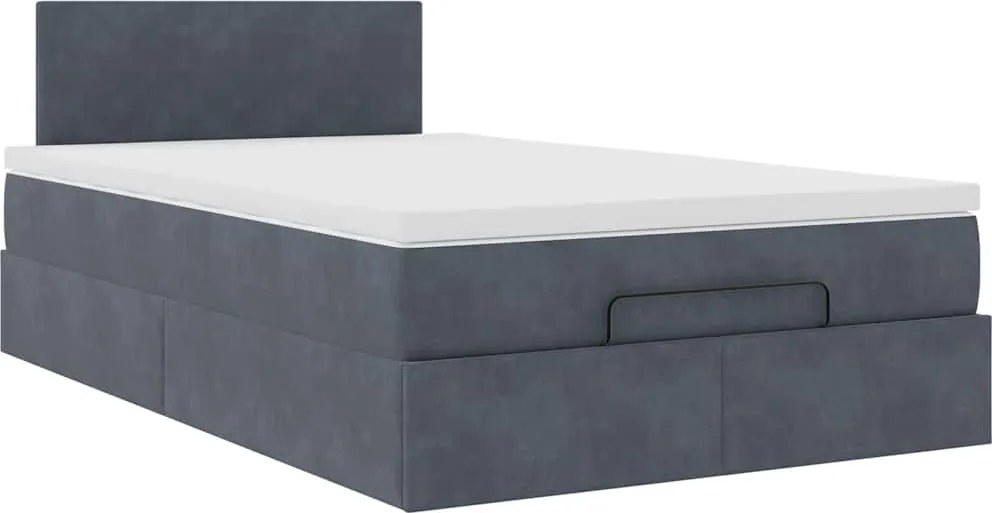 Osmanská postel s matrací & LED tmavě šedá 120x190cm samet 3312537