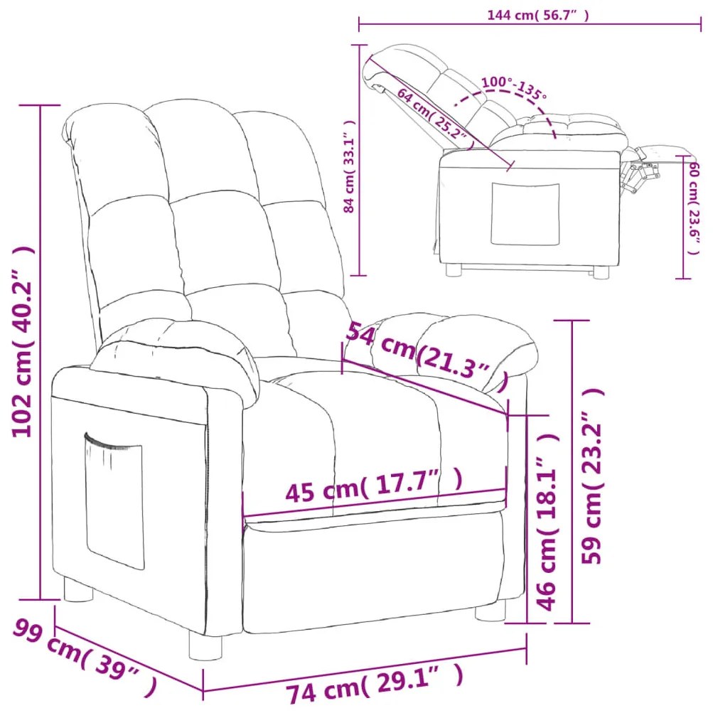 vidaXL Marketos Polohovací křeslo světle šedé textil