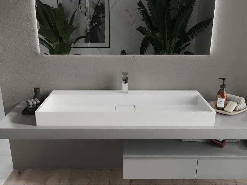Mexen Ava umyvadlo na desku z konglomerátu 1/O 120 x 46 cm, bílá - 23011201