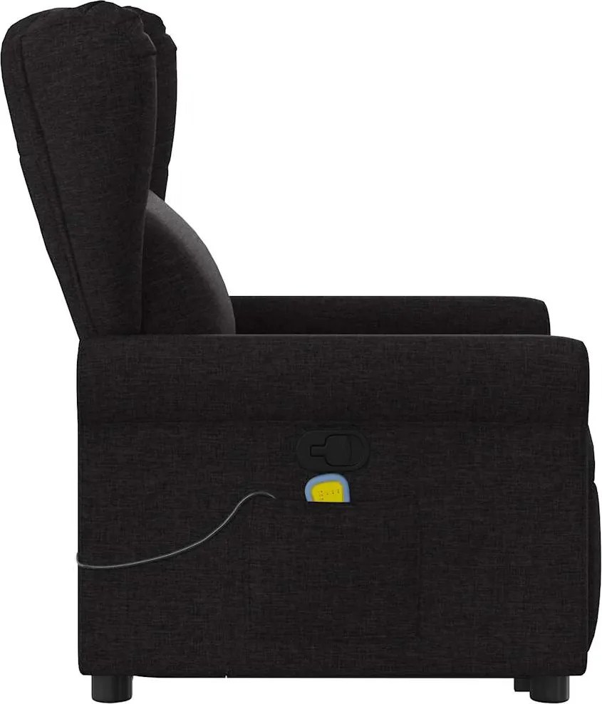 Zvedací masážní polohovací křeslo černé textil 3303386