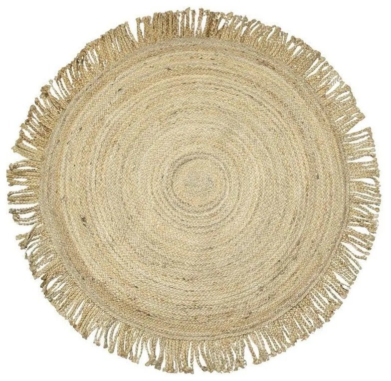 Kulatý koberec z přírodní juty s třásněmi JUTTA NATURAL