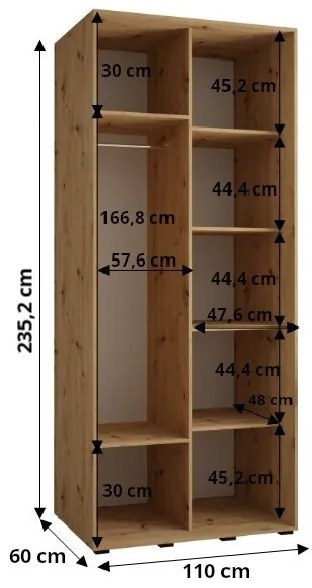 Šatní skříň INDIRA 3 - 110/60 cm, kašmír / černá