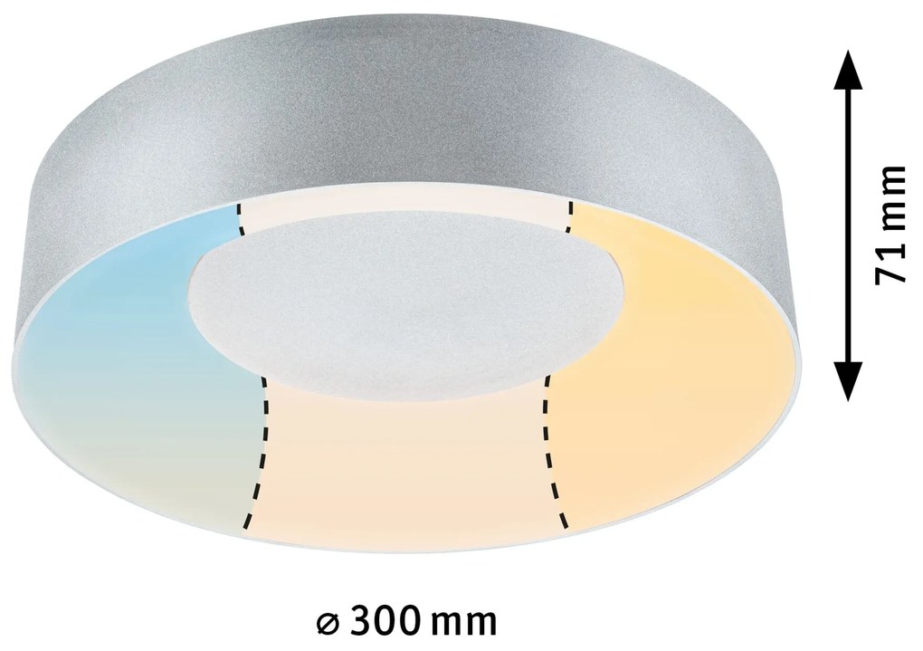 Paulmann 71094 Casca, koupelnové stropní svítidlo LED 16W White Switch, matný chrom, průměr 30cm, IP44