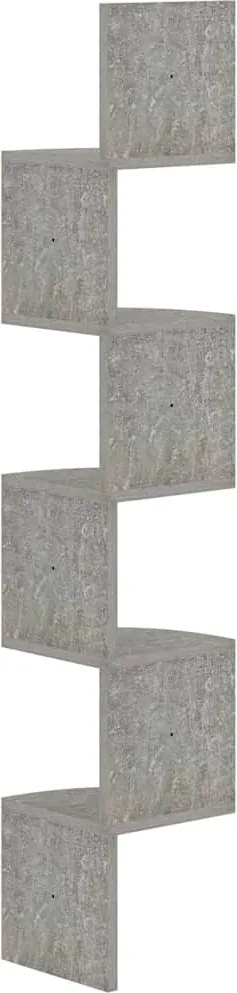 Nástěnná rohová police betonově šedá 19 x 19 x 123 cm kompozit 326835