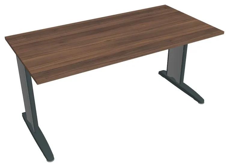 Stůl pracovní rovný 160 cm - Hobis Flex FS 1600 Dekor stolové desky: ořech, Barva nohou: černá