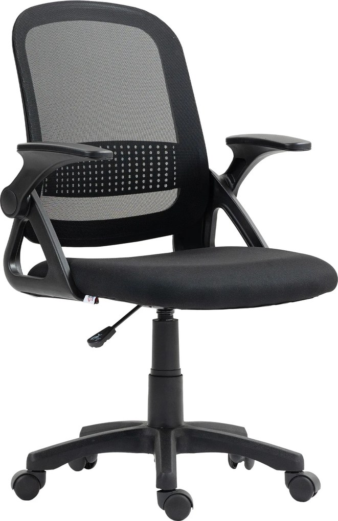 HOMCOM ergonomická síťovaná kancelářská židle se sklopnými područkami, bederní oporou a nastavitelným náklonem — černá | Aosom