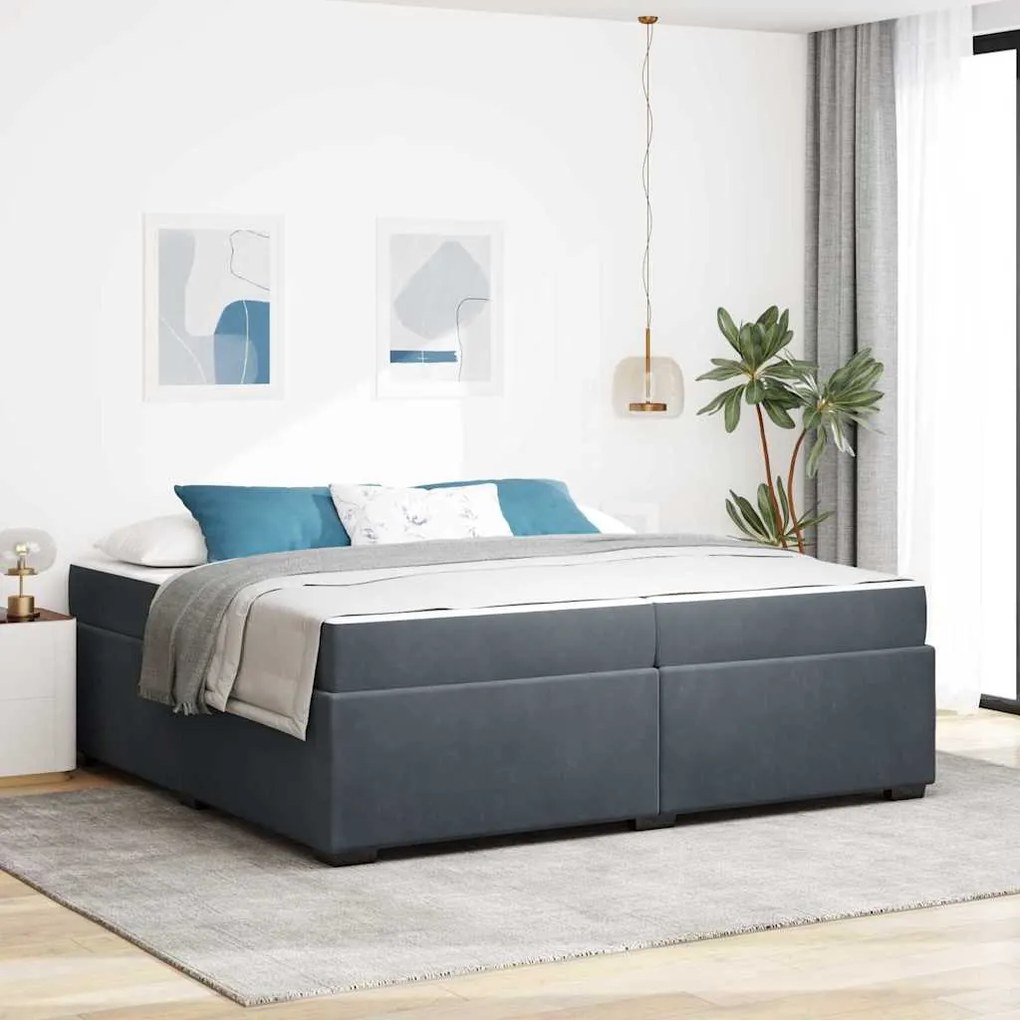 Rám postele s matrací Tmavě šedá 200 x 200 cm textil 3399309