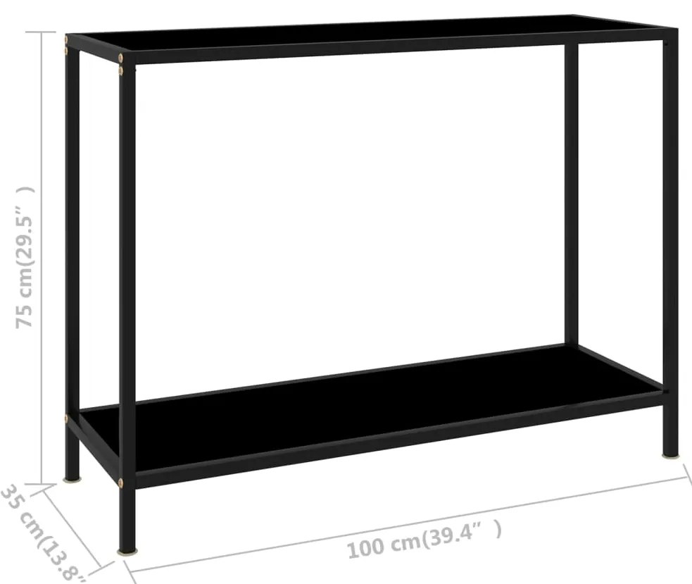 vidaXL Marketos Konzolový stolek černý 100 x 35 x 75 cm tvrzené sklo