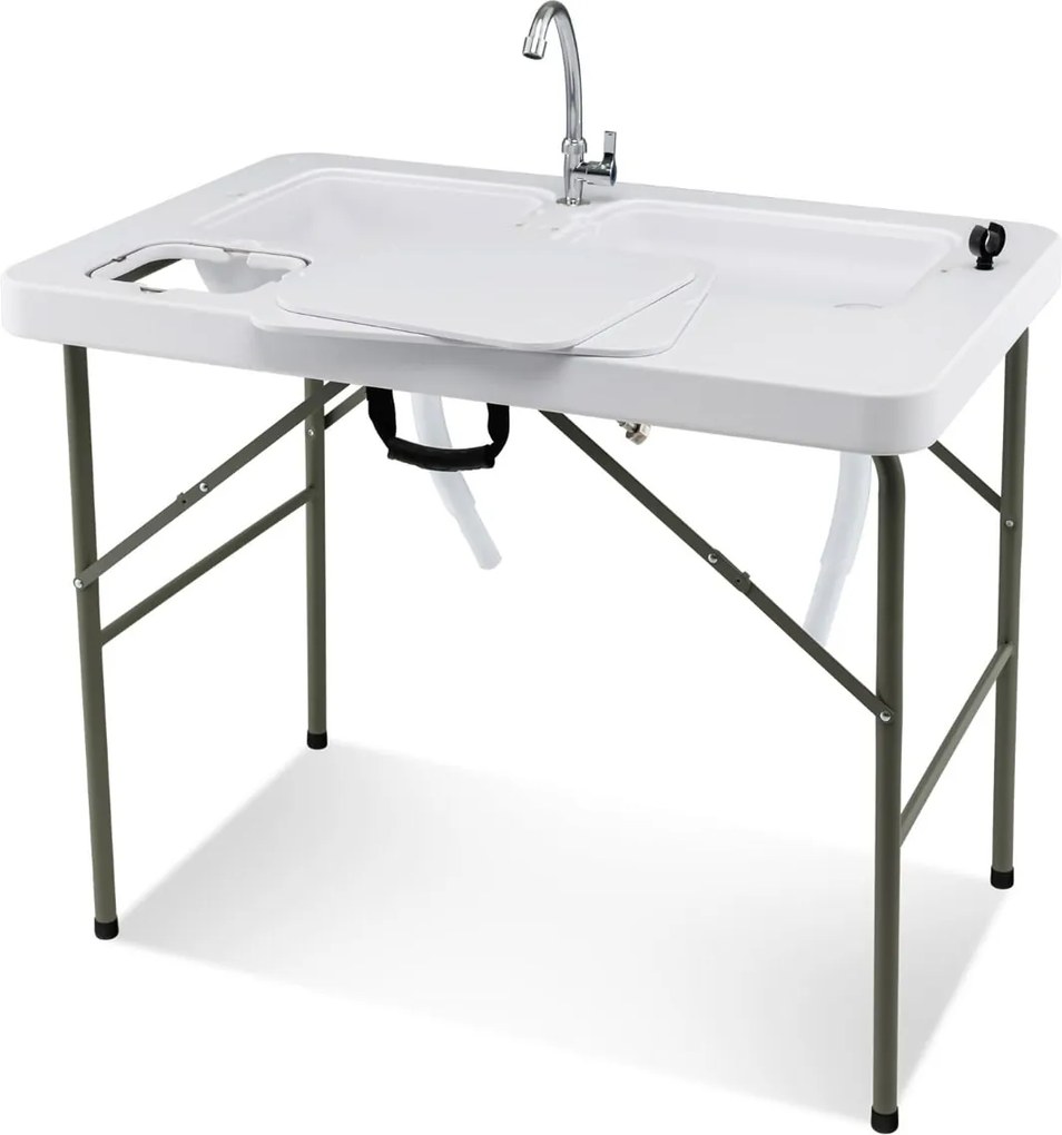 Costway Fish Cleaning Table Skládací stůl na filetování, bílý