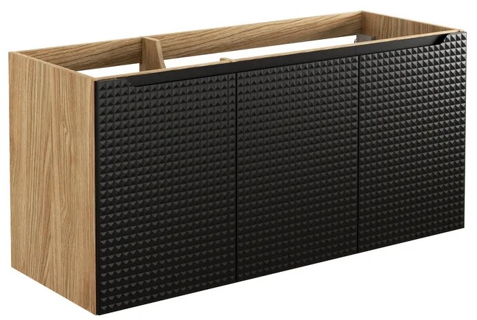 Závěsná skříňka Luxor Black s deskou a umyvadly 120 cm dub olejovaný/černá