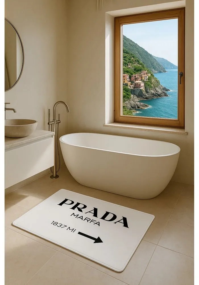 Bílé sametové koupelnové předložky v sadě 2 ks 60x100 cm Prada – Mila Home