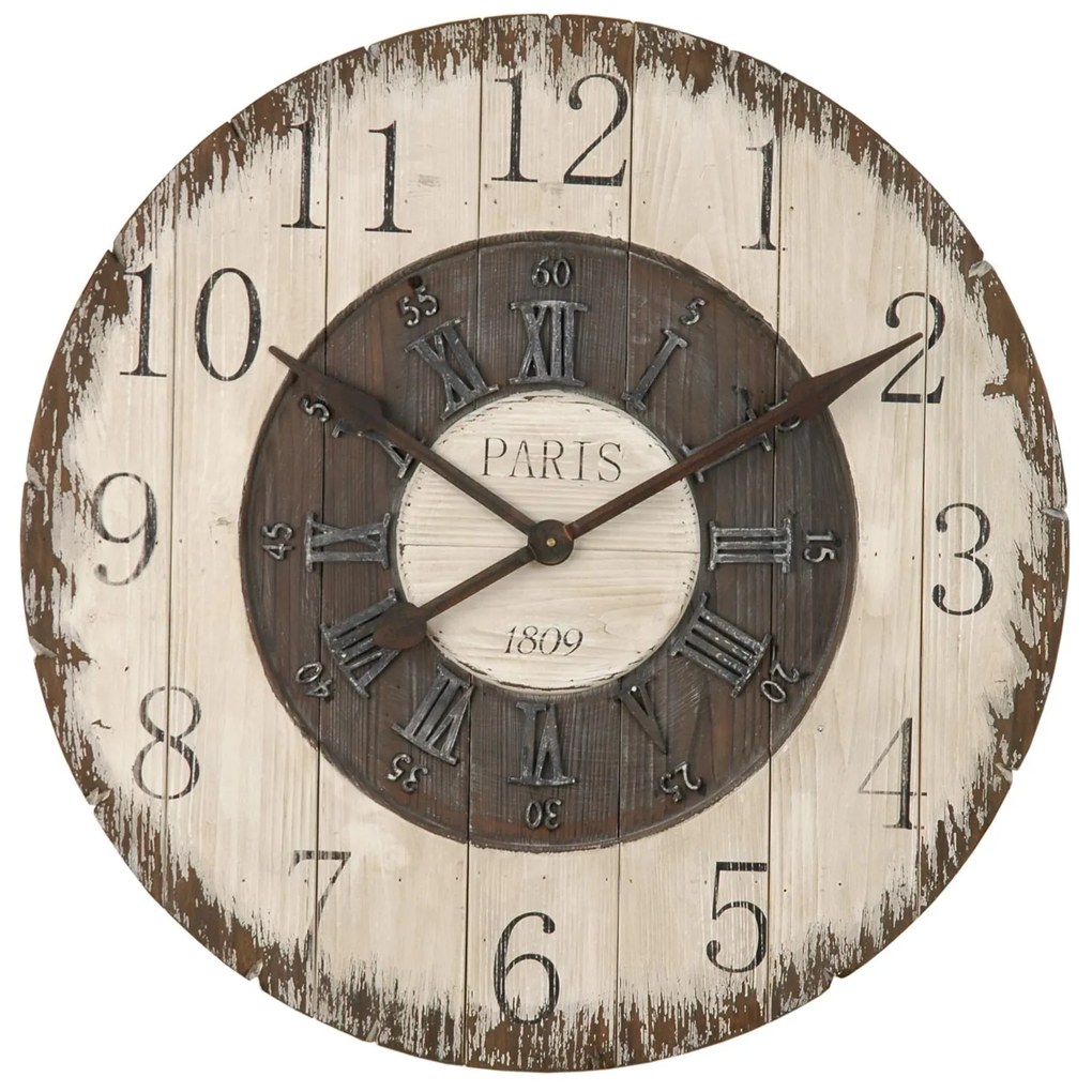 Dřevěné nástěnné hodiny Paris  - Ø 80*5 cm / 1xC