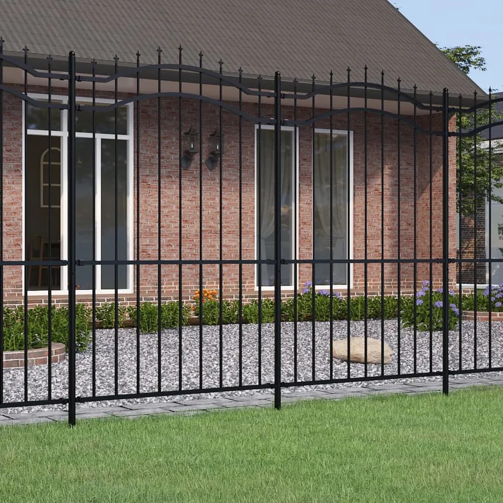 Zahradní plot Woerden s kopím nahoře černý 240 x 175 cm ocelový 151083