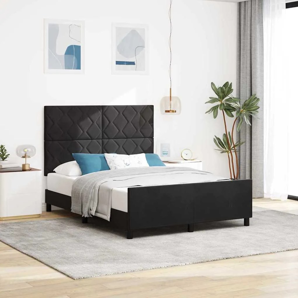 Postel s boxspringem s čelo Černá 140 x 200 cm samet 3345013