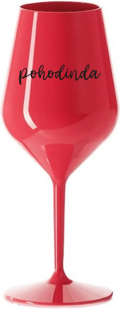 POHODINDA - červená nerozbitná sklenice na víno 470 ml