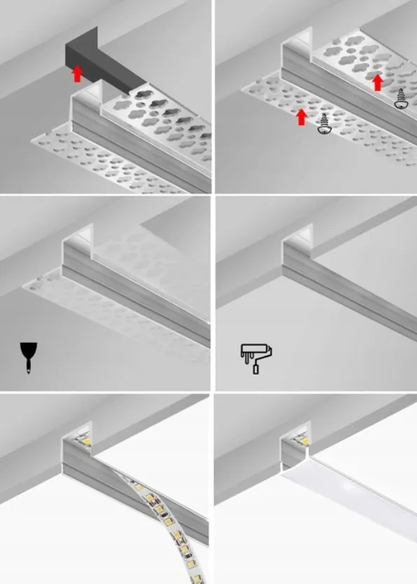 ECOLIGHT LED hliníkový profil 2m zapuštěný - SADA
