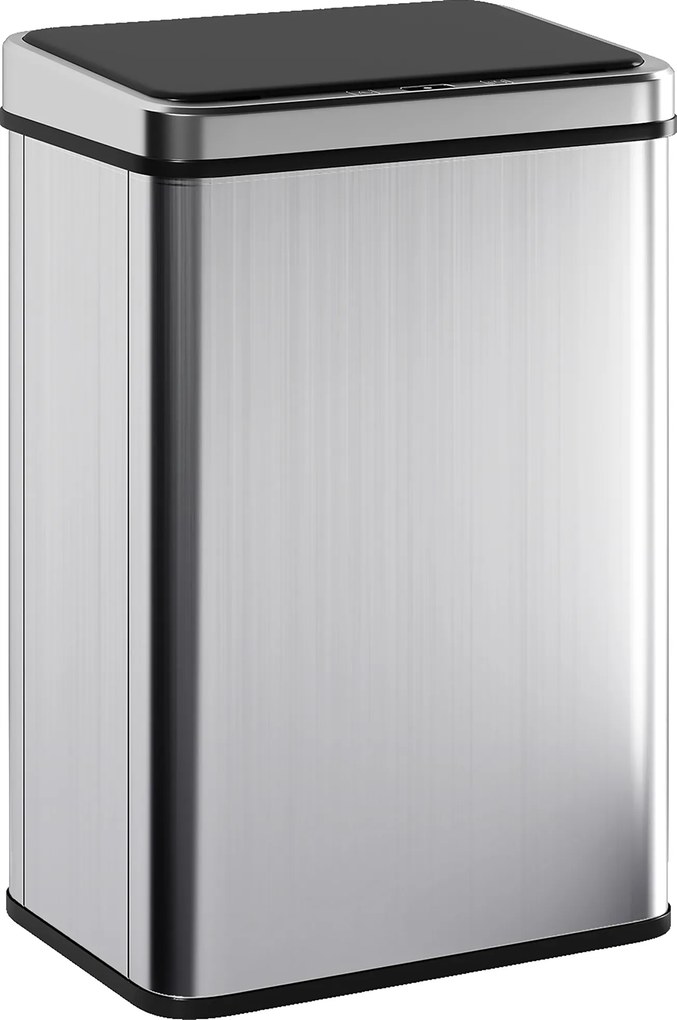 HOMCOM Senzorový koš na odpadky 40L, nerezová ocel, automatický odpadkový koš s víkem s funkcí tichého zavírání, pohybový senzor, 35,5 x 26 x 55 cm, …