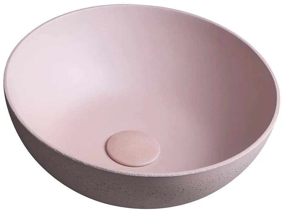 Sapho Sapho, FORMIGO betonové umyvadlo na desku, průměr 39cm, růžová mat, FG321
