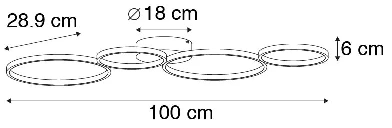 Bílé stropní svítidlo vč. LED 3-stupňový stmívač 4-světlo - Lupolo