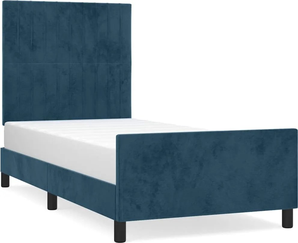 Rám postele bez matrace tmavě modrý 100x200 cm samet 3125865