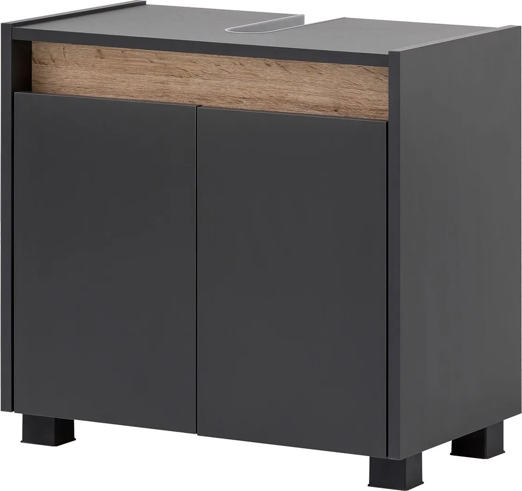 Schildmeyer Skříňka pod umyvadlo »Cosmo«, moderní otevírání dveří bez úchytek. (antracitová, Breite 56,9 cm)