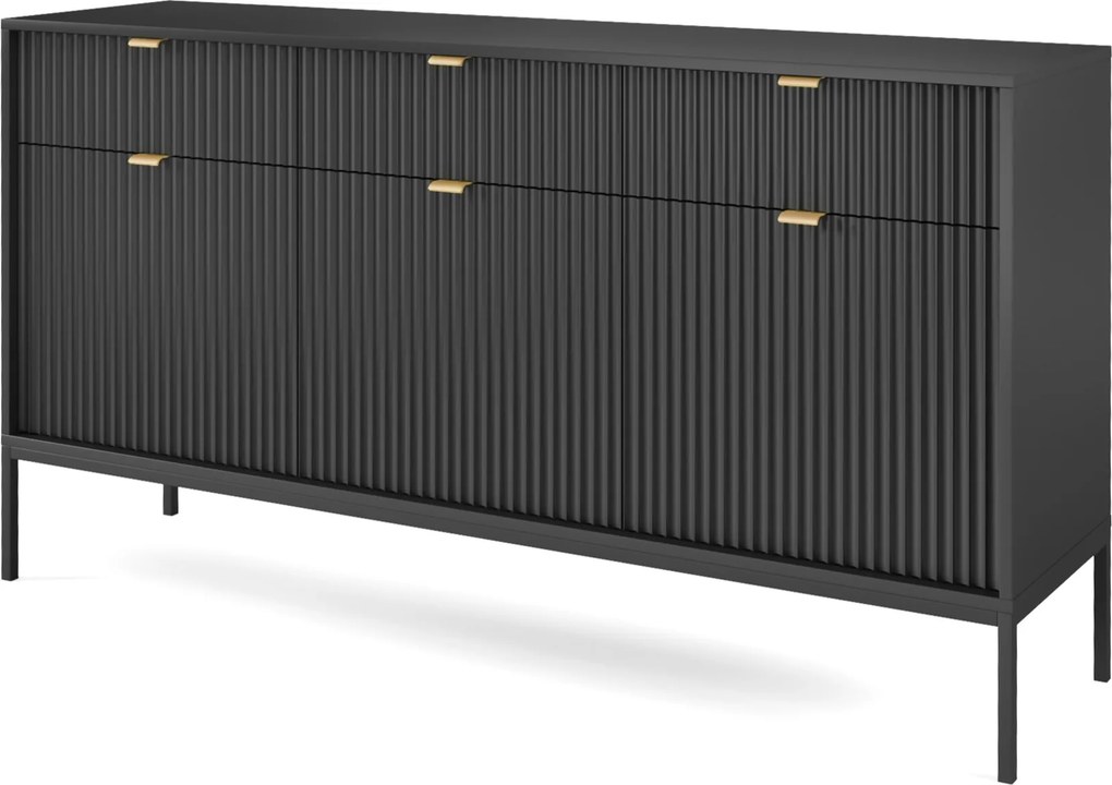PSK Komoda NEMO KSZ154, Černá 154 cm Dekor nohou: Černé