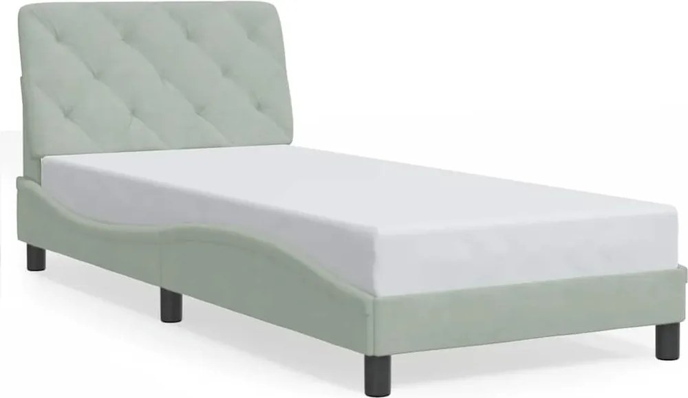 Rám postele bez matrace světle šedý 90 x 200 cm samet 3207899