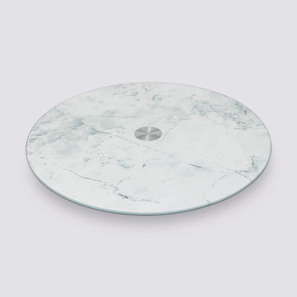 Skleněný otočný servírovací tác White Marble, (fi) 32 cm