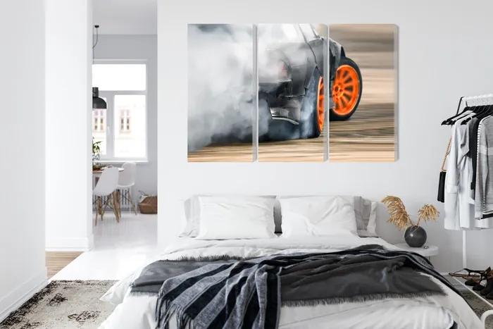 Vícedílný obraz Unášené Auto V Oblaku Kouře Nedostatek Nedostatek Plátno Canvas 120x80
