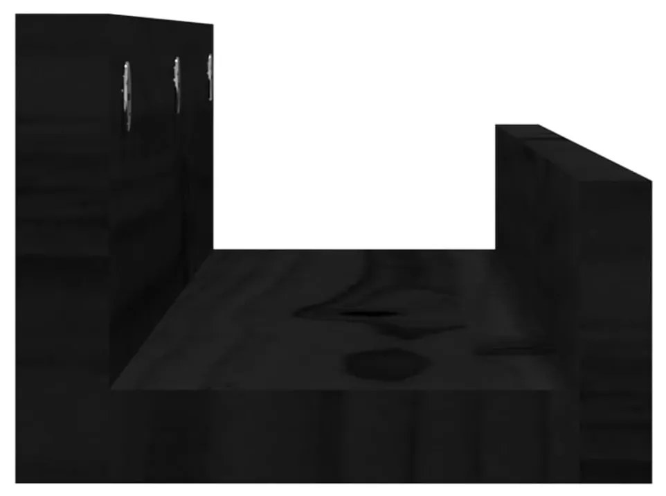 Nástěnné police 2 ks černé 50 x 12 x 9 cm masivní borové dřevo