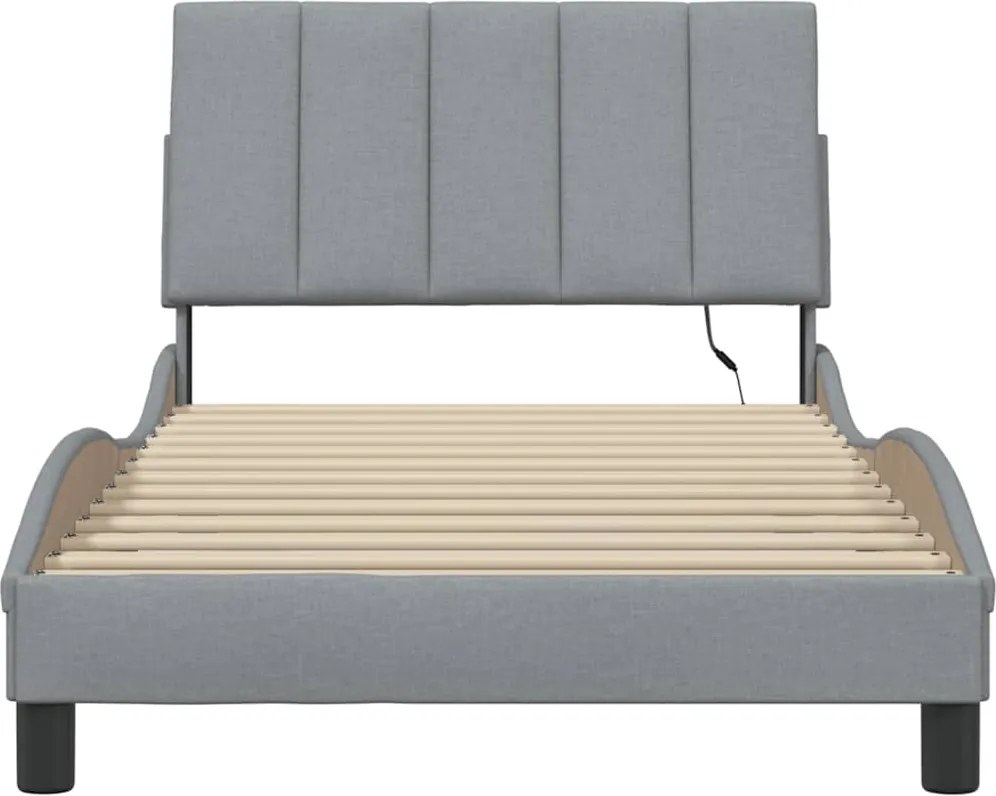 Rám postele bez matrace Hanko světle šedá 100 x 200 cm textil 3310440