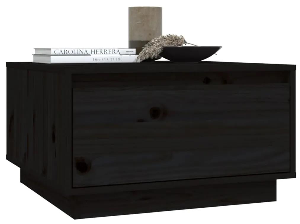 Konferenční stolek černý 55 x 56 x 32 cm masivní borové dřevo - Default Title