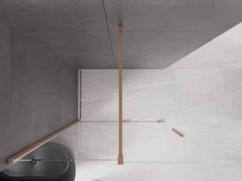 Mexen Velar, posuvné dveře do otvoru typ Walk-In 160 cm, 8mm čiré sklo, měděná matná, 871-160-000-03-65