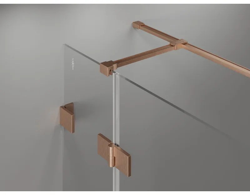 Mexen Lunar T, sklopný sprchový kout pravý 110 x 110 cm, 8mm čiré sklo, profil měděná matná, 834T-110-110-65-00-P
