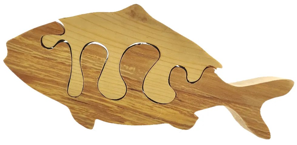 AMADEA Dřevěné puzzle ryba, masivní dřevo dvou druhů dřevin, 19 cm