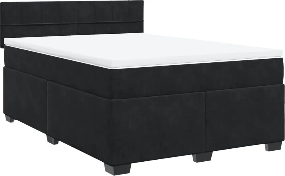 Box spring postel s matrací černá 140 x 190 cm samet 3288608