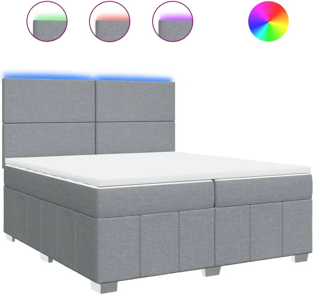 Box spring postel s matrací světle šedá 200 x 200 cm textil 3294068