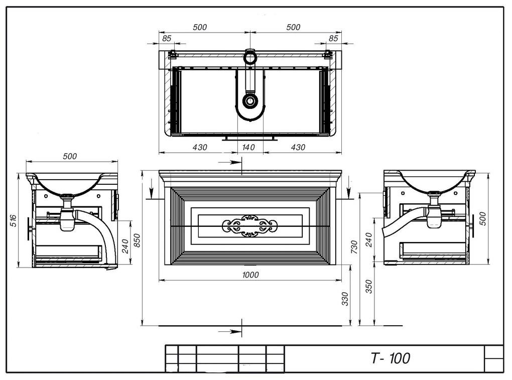 Lavedo Treviso Black 100 koupelnová skříňka s umyvadlem