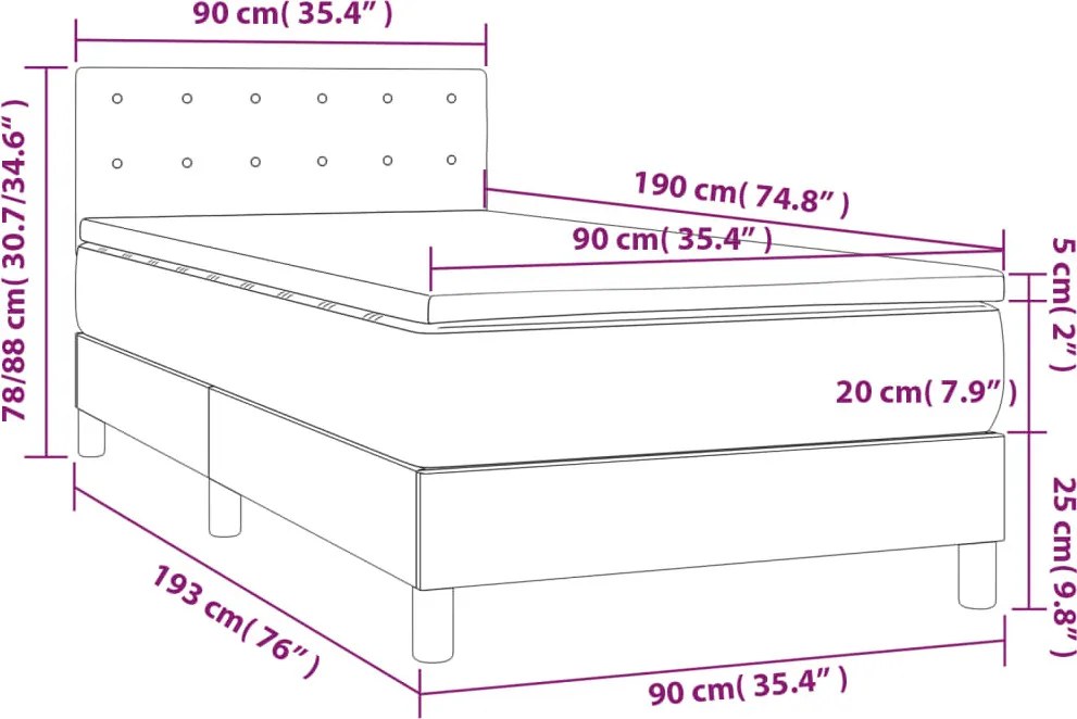 vidaXL Box spring postel s matrací 90x190 cm textil [3140339] Barva: Modrá