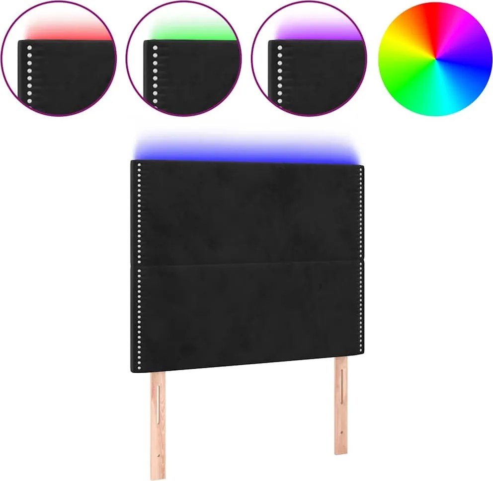 Čelo postele s LED černé 100x5x118/128 cm samet 3122328