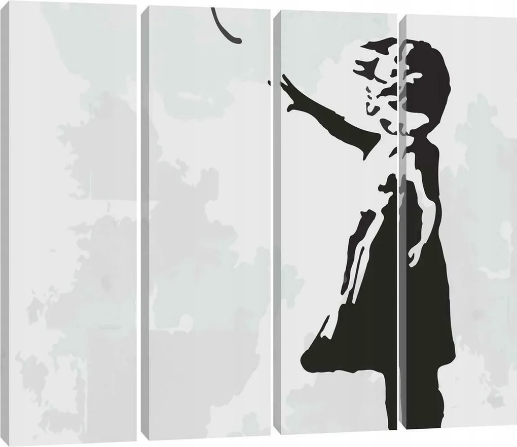 Obraz Banksy 4DÍLNÝ Velký Moderní Šedý Do Ložnice Obývacího Pokoje 120x80