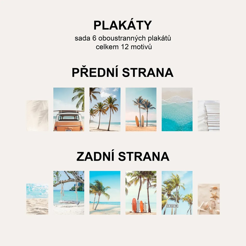 Sada oboustranných plakátů Pláž | 4 x A3, 2 x A4 | DP6351371