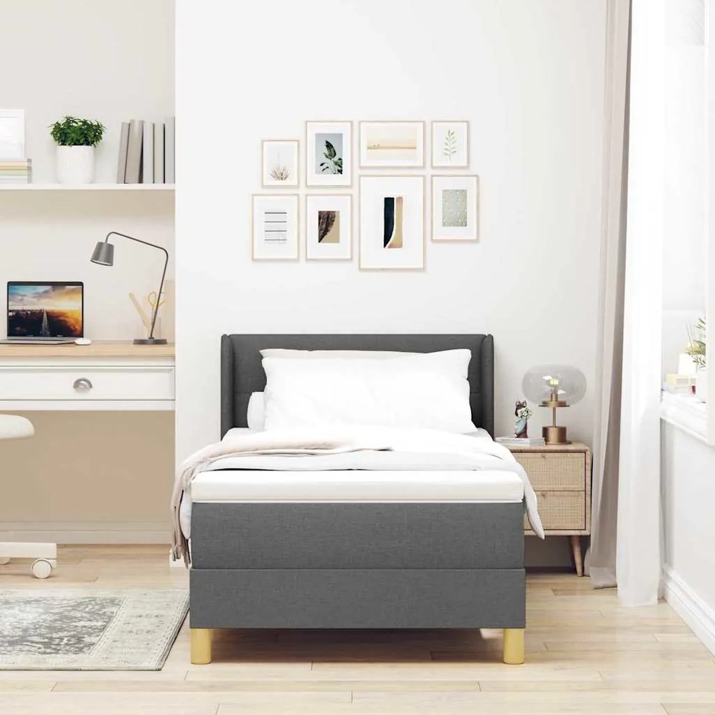 Postel s boxspringem s čelo Tmavě šedá 200 x 80 cm textil 3341259