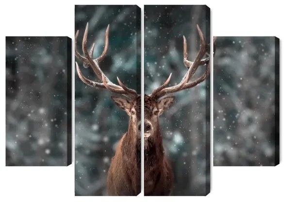 Vícedílný obraz Jelen V Lese 3D Nedostatek Nedostatek Přírodní plátno 160x120