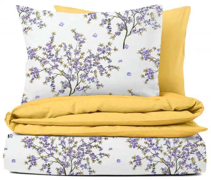 Ervi bavlněné povlečení oboustranné - kvetoucí fialový strom/žluté