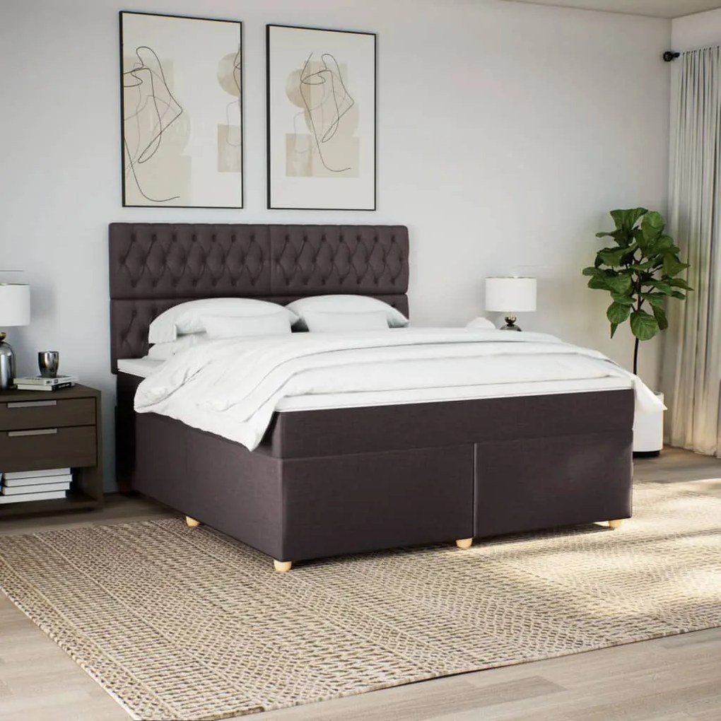 Box spring postel s matrací tmavě hnědá 180x200 cm textil 3291369