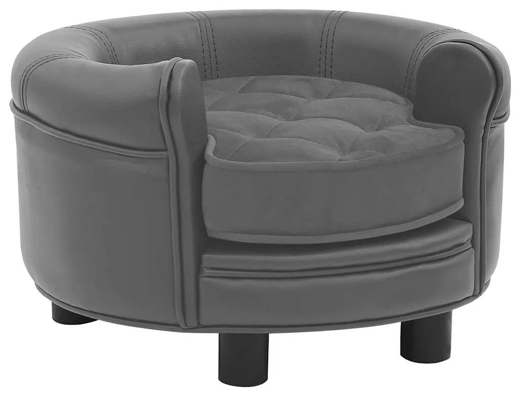 Pohovka pro psy šedá 48 x 48 x 32 cm plyš a umělá kůže 170956