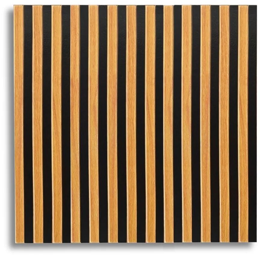 Samolepící panely na zeď PE1, cena za kus, rozměr 66,5 cm x 66,5 cm, lamely hnědé, IMPOL TRADE