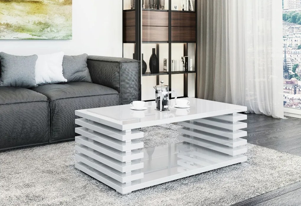Konferenční stolek DOURO, 120x50,5x60, bílý lesk